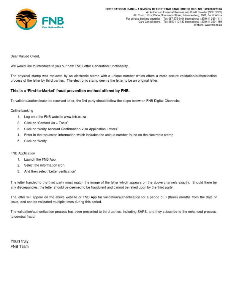 FNB Electronic Stamp Verification Process | PDF | Authentication | Visa ...