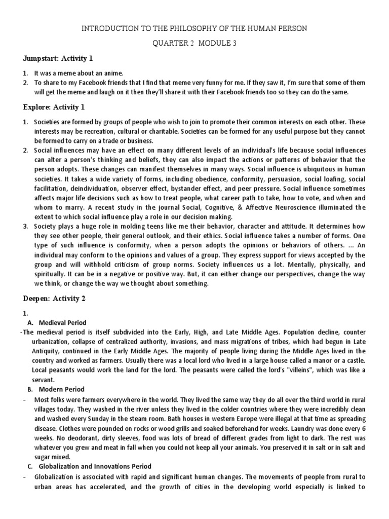 Introduction To The Philosophy of The Human Person Quarter 2 Module 3 ...