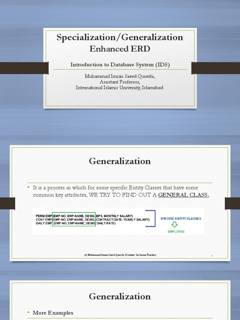 Specialization/Generalization: Enhanced ERD | Download Free PDF | Data ...