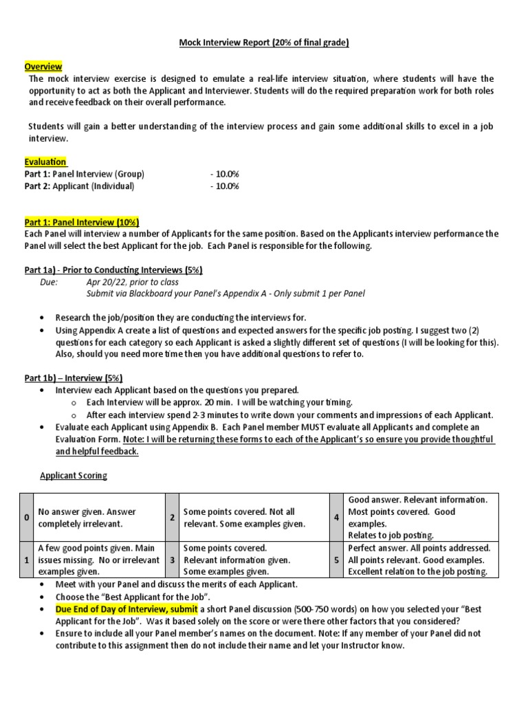 Mock Interview Assignment | PDF | Interview | Learning