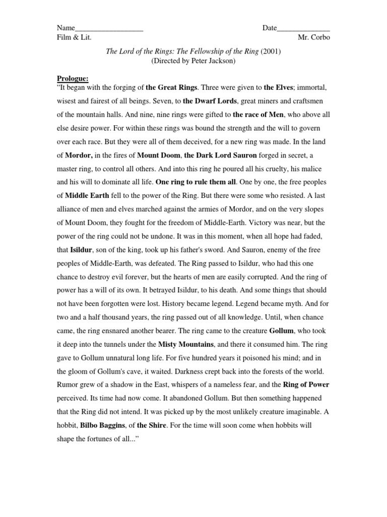 Lord of The Rings - Prologue | PDF | Middle Earth Books | Middle Earth