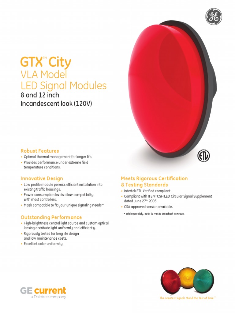 Traf282 Ge Vla Led Signals Round Module 120v Datasheet | PDF ...