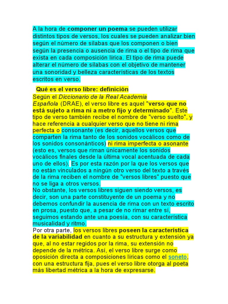 Guía para Escribir Verso Libre | PDF | Rima | Metro (poesía)