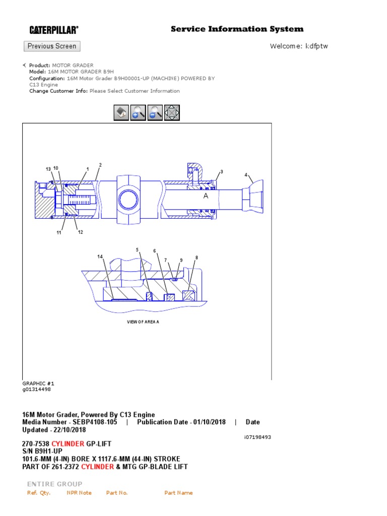CAT 16M Blade Lift Cylinder | PDF | Vehicle Parts | Vehicles