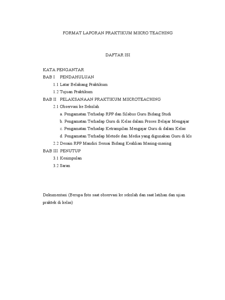 Format Laporan Praktikum Mikro Teaching | PDF