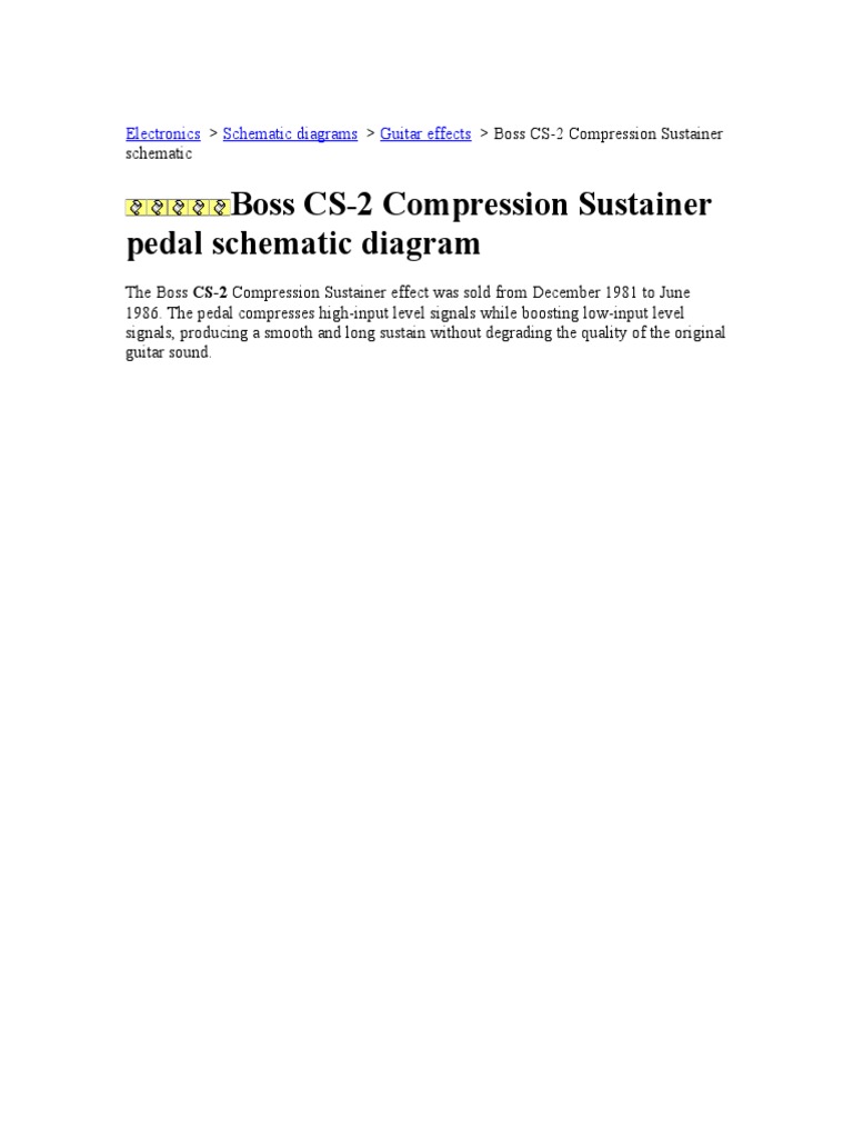 Boss CS-2 Compression Sustainer Pedal Schematic Diagram: Electronics ...