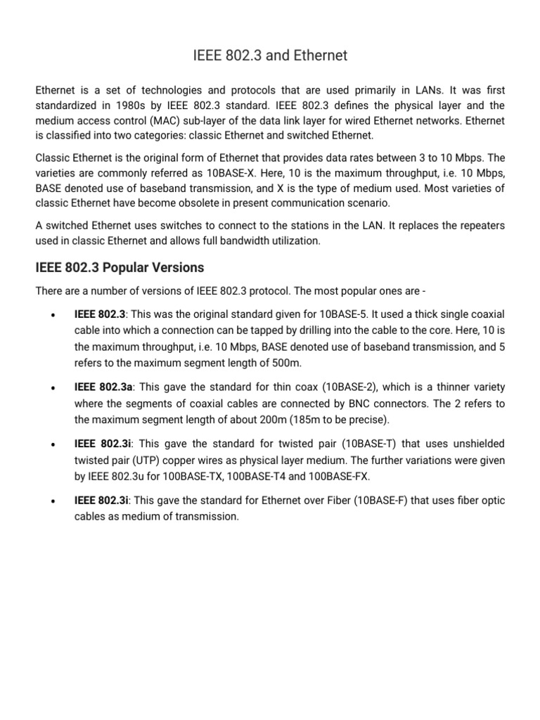 IEEE 802.3 and Ethernet | PDF | Ethernet | Telecommunications Standards