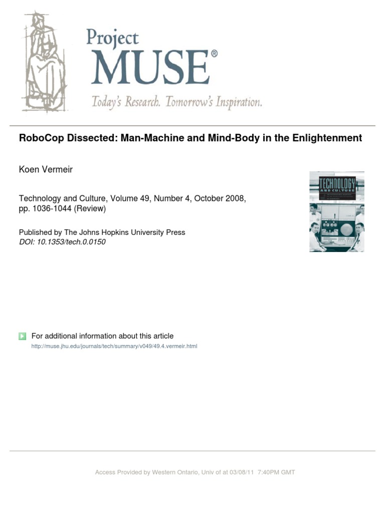 RoboCop Dissected - Man Machine and Mind Body in The Enlightenment ...