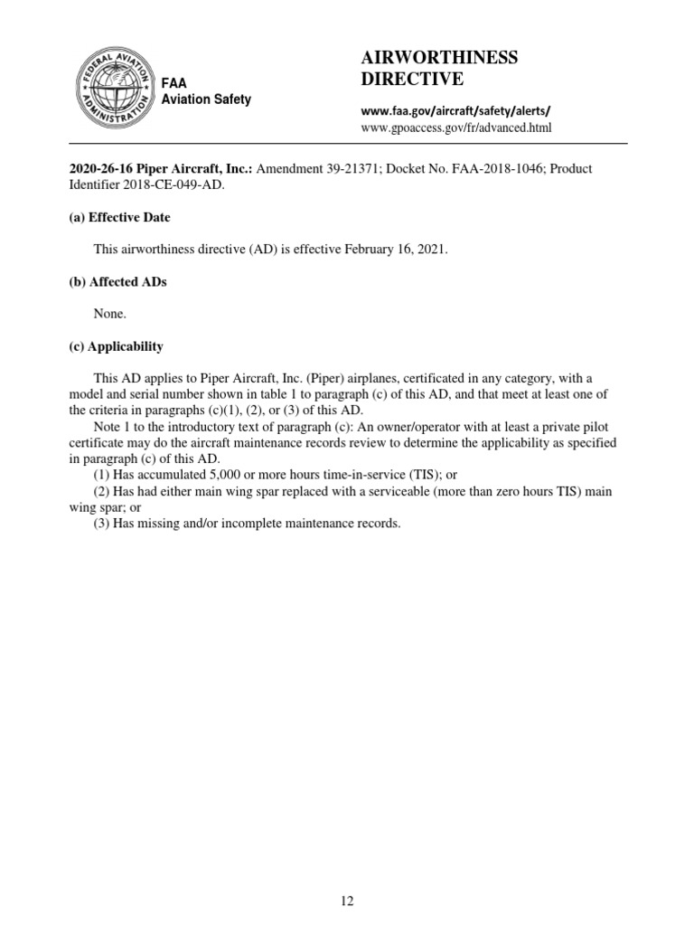 FAA Issues Airworthiness Directive Requiring Eddy Current Inspection of ...