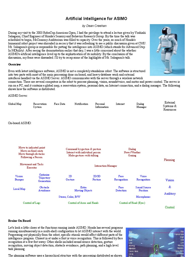 Artificial Intelligence For ASIMO | PDF | Robotics | Robot