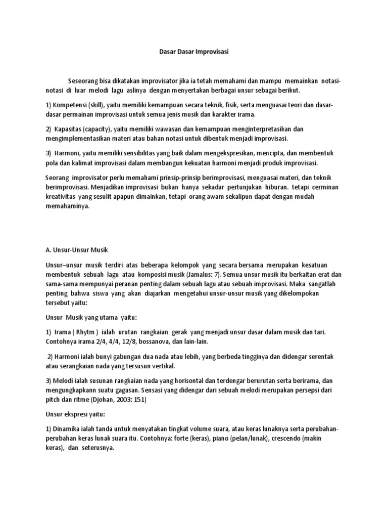 Dasar-Dasar Teknik Improvisasi Musik | PDF