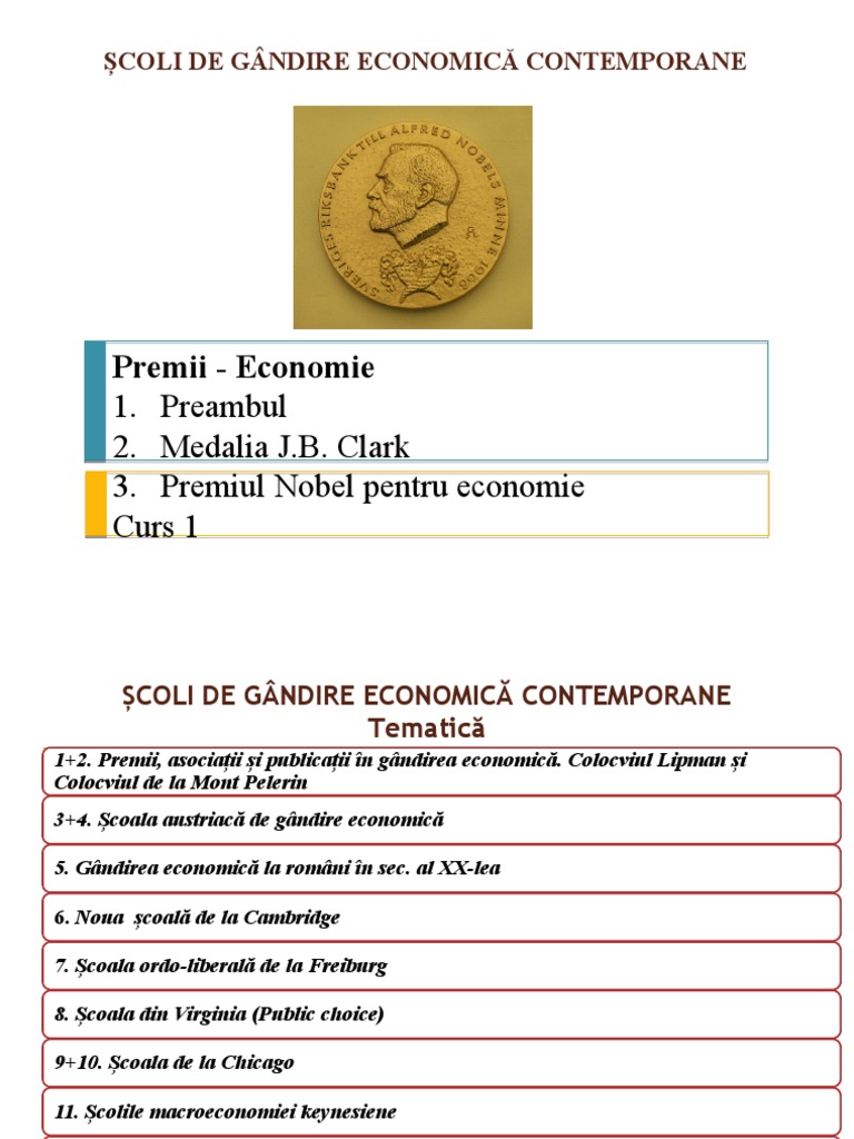 Premiul Nobel Pentru Economie - An 1 | PDF