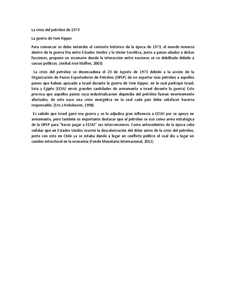 La Crisis Del Petróleo de 1973 | PDF