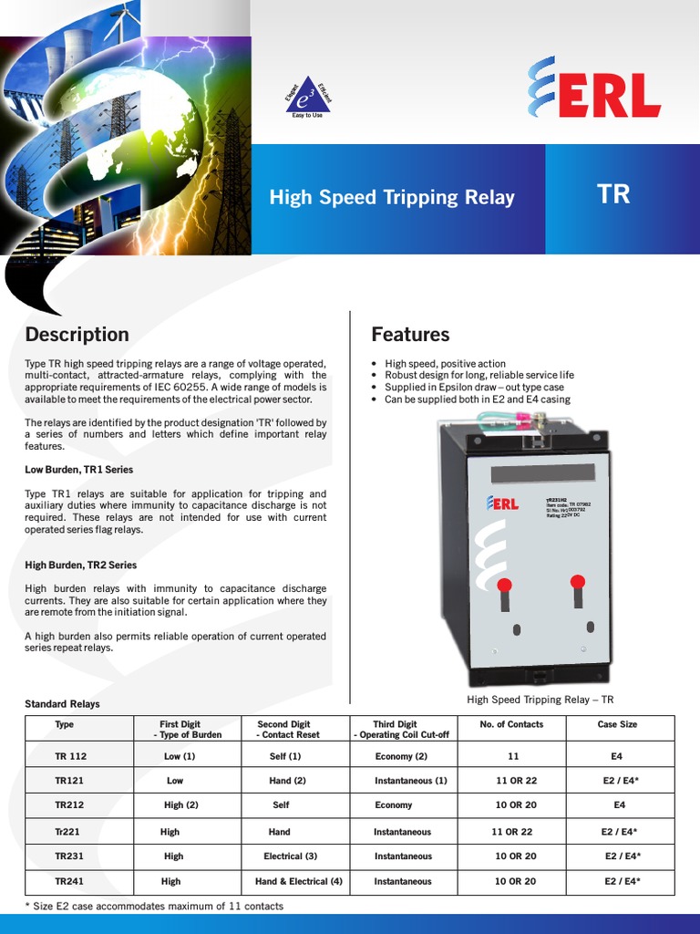 High Speed Tripping Relay: Description Features | PDF | Relay ...