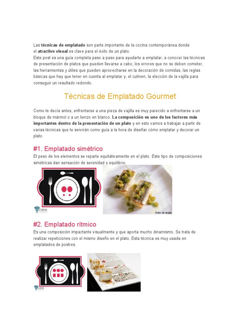 Técnicas de Emplatado Gourmet | PDF | Salsa | Cepillo