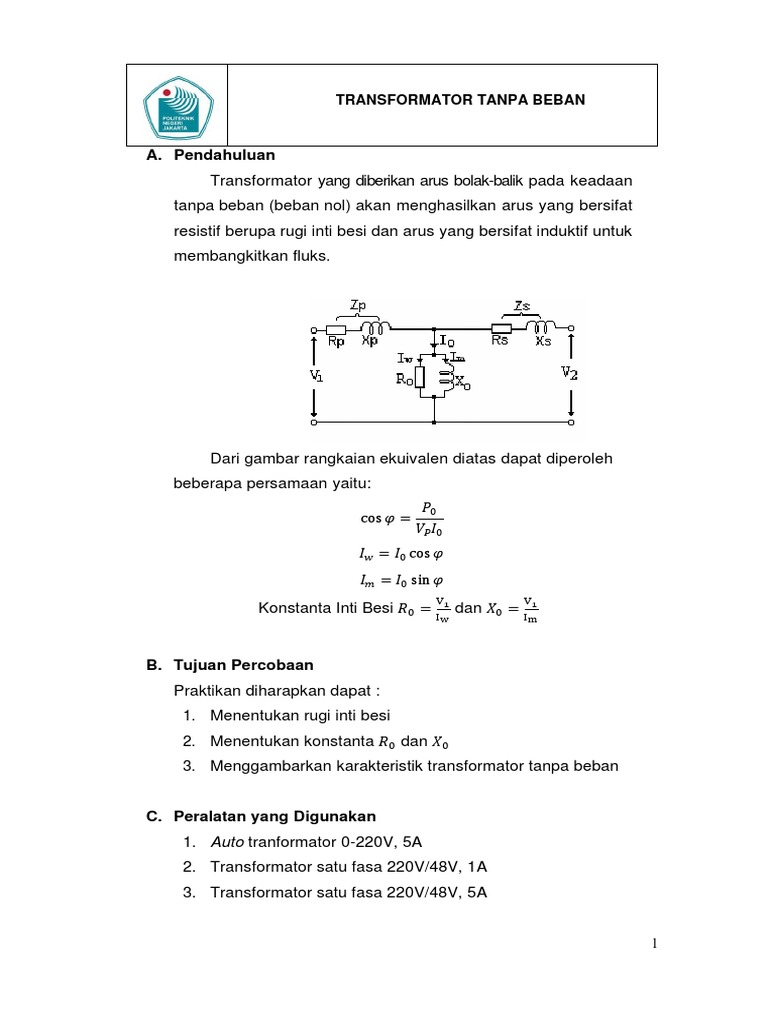 2021-Pengujian Transformator Tanpa Beban | PDF