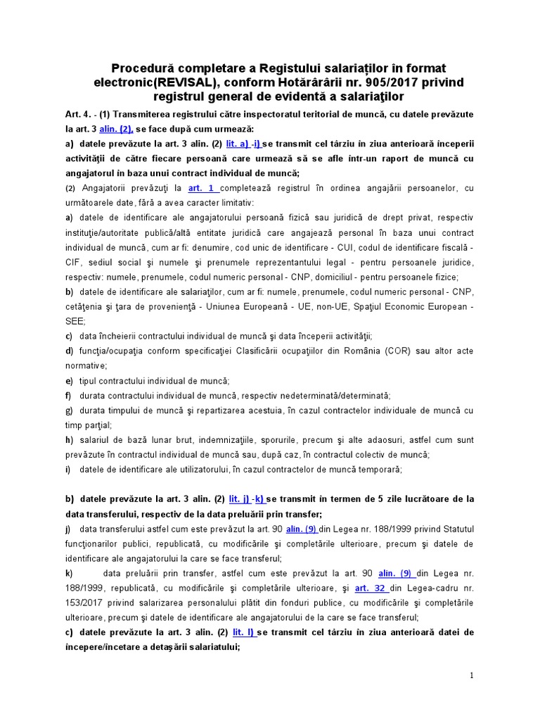 Model HR. Procedura Revisal HG 905.2017 | PDF