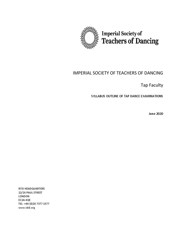 ISTD Tap Dance Exam Syllabus | PDF | Performing Arts | Dances