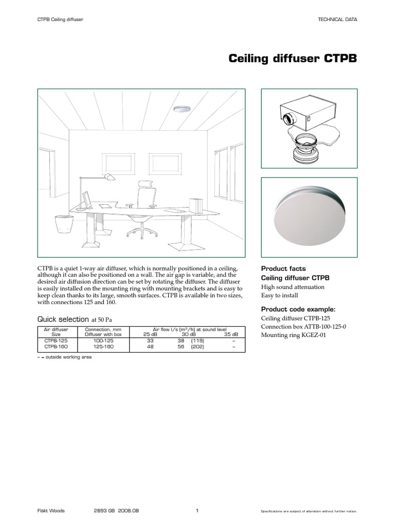 CTPB Ceiling Diffuser Specs | PDF | Duct (Flow) | Galvanization