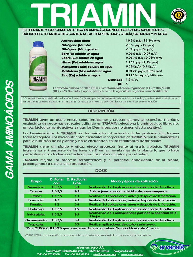 Triamin HD Es Nueva | PDF | Fertilizante | Sustancias químicas