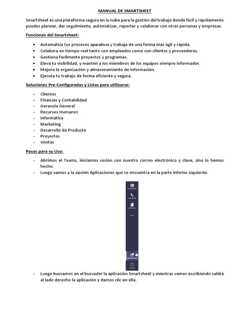 Manual de Smartsheet | PDF | Software de la aplicacion | Computación en ...