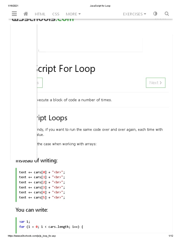 Javascript For Loop Pdf Control Flow Java Script 