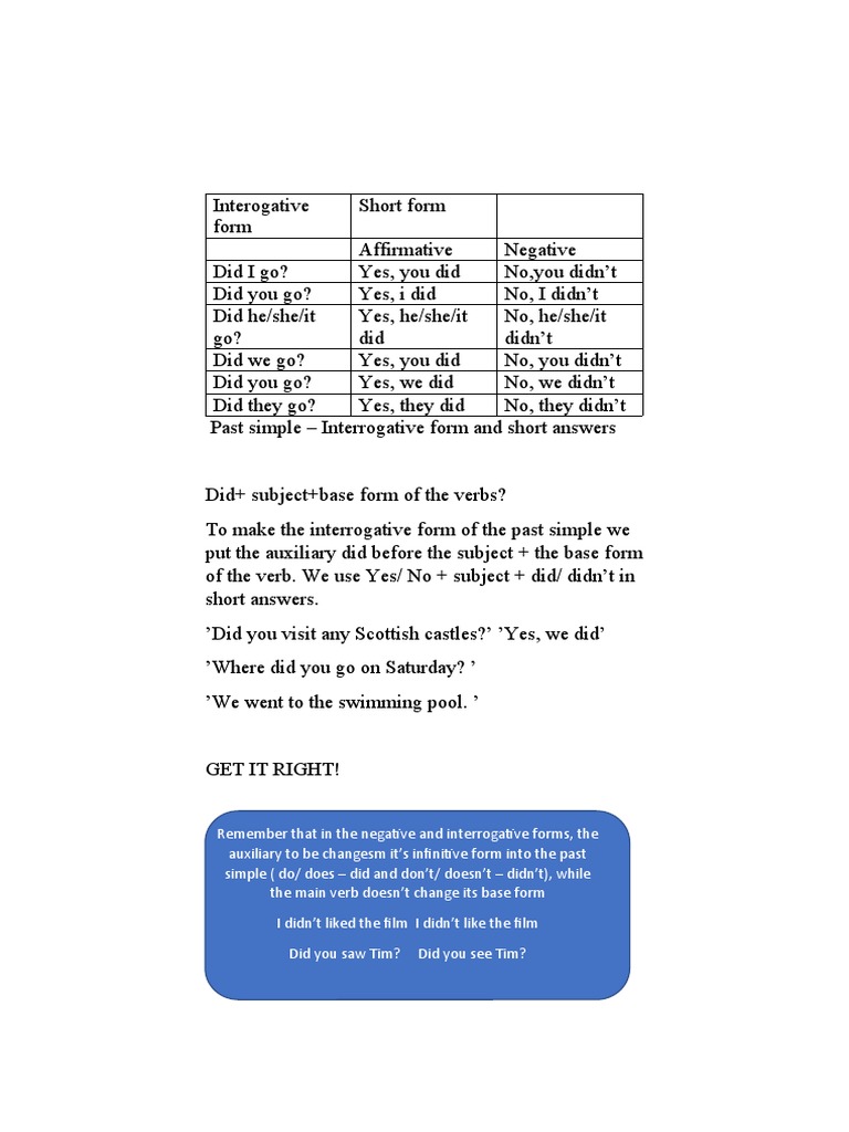 Past Simple: Questions & Answers | PDF | Language Arts & Discipline