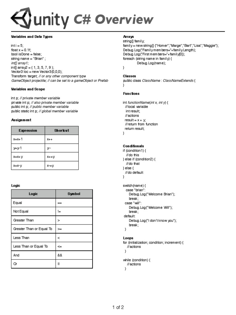 C# Overview: Variables and Data Types Arrays | PDF | Variable (Computer Science) | C Sharp ...