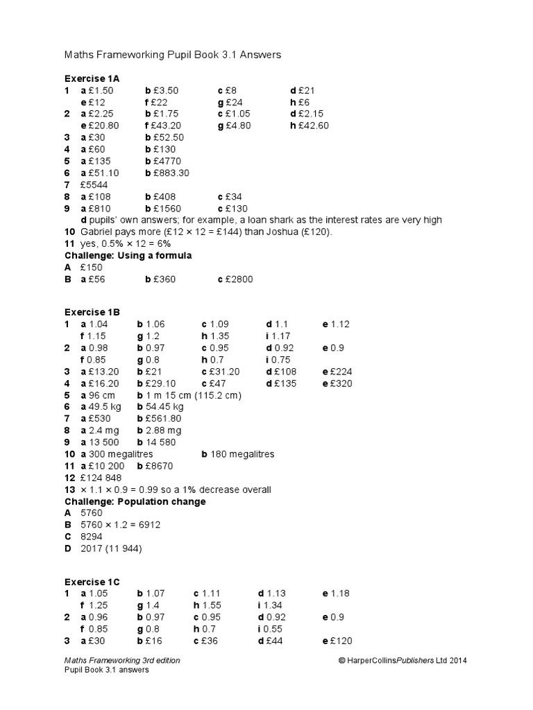 Maths Frameworking 3.1 Answers | PDF | Triangle | Polygon