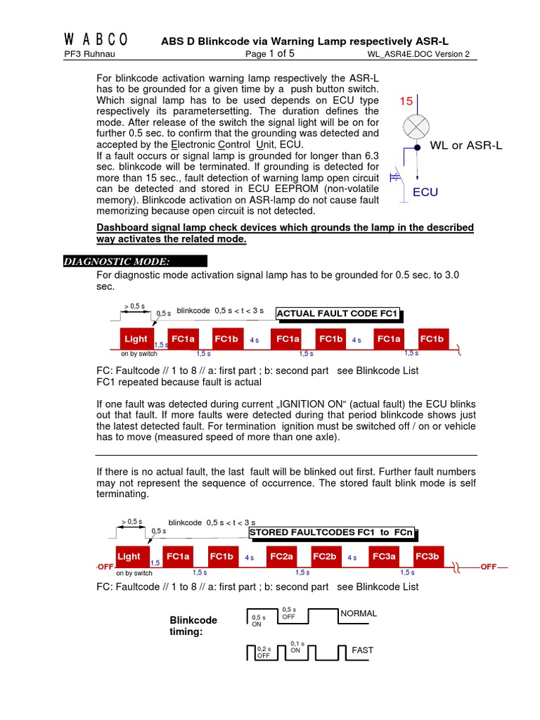 WABCO ABS Blink Code Guide | PDF | Anti Lock Braking System | Components