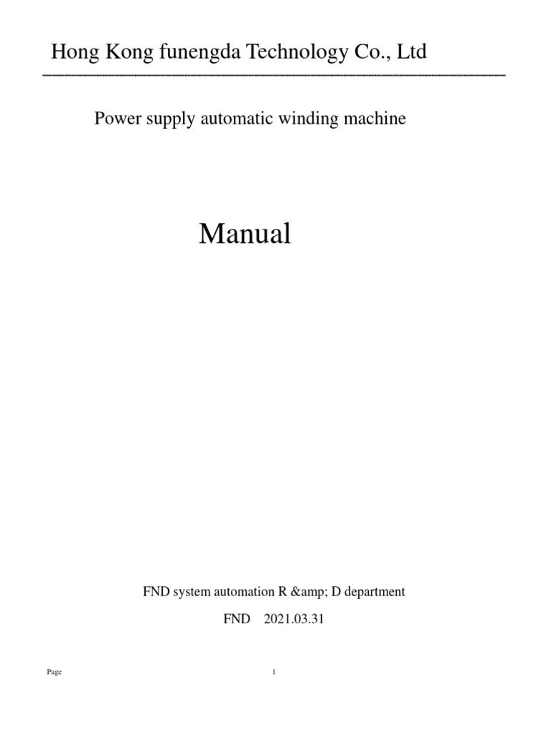 Winding Machine Manual in English | PDF | Switch | Power Supply