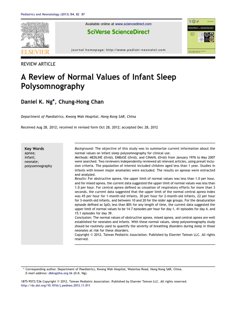 A Review of Normal Values of Infant Sleep Polysomnography | PDF | Sleep ...