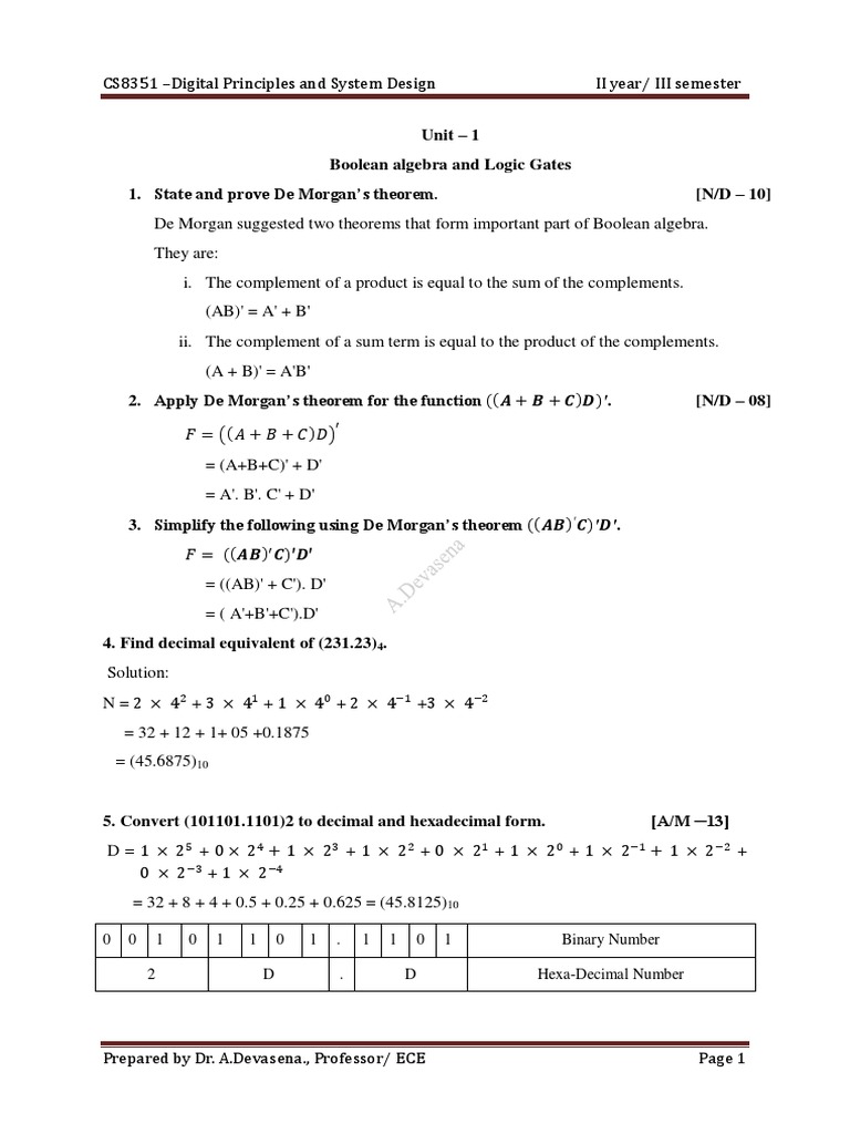 CS8351 Digital Principles and System Des | PDF | Read Only Memory | Computer Memory