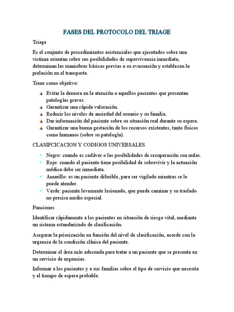 Fases Del Protocolo Del Triage | PDF | Ciencias de la Salud | Medicina CLINICA
