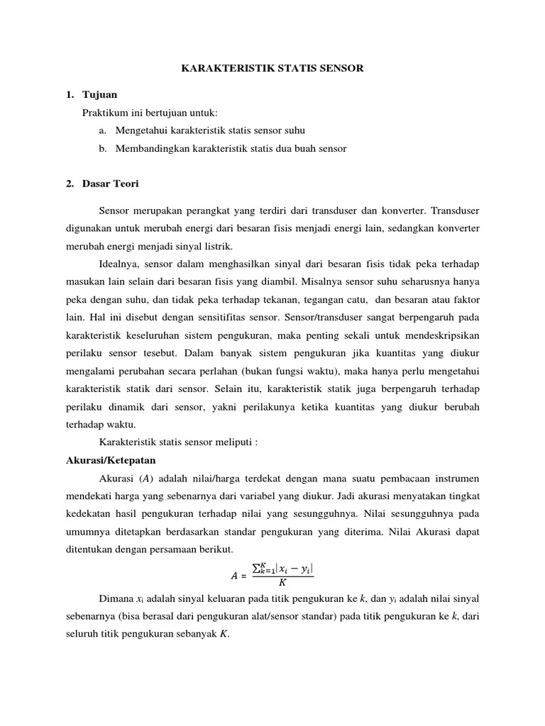 Prak TAKAD Karakteristik Statis Sensor | PDF