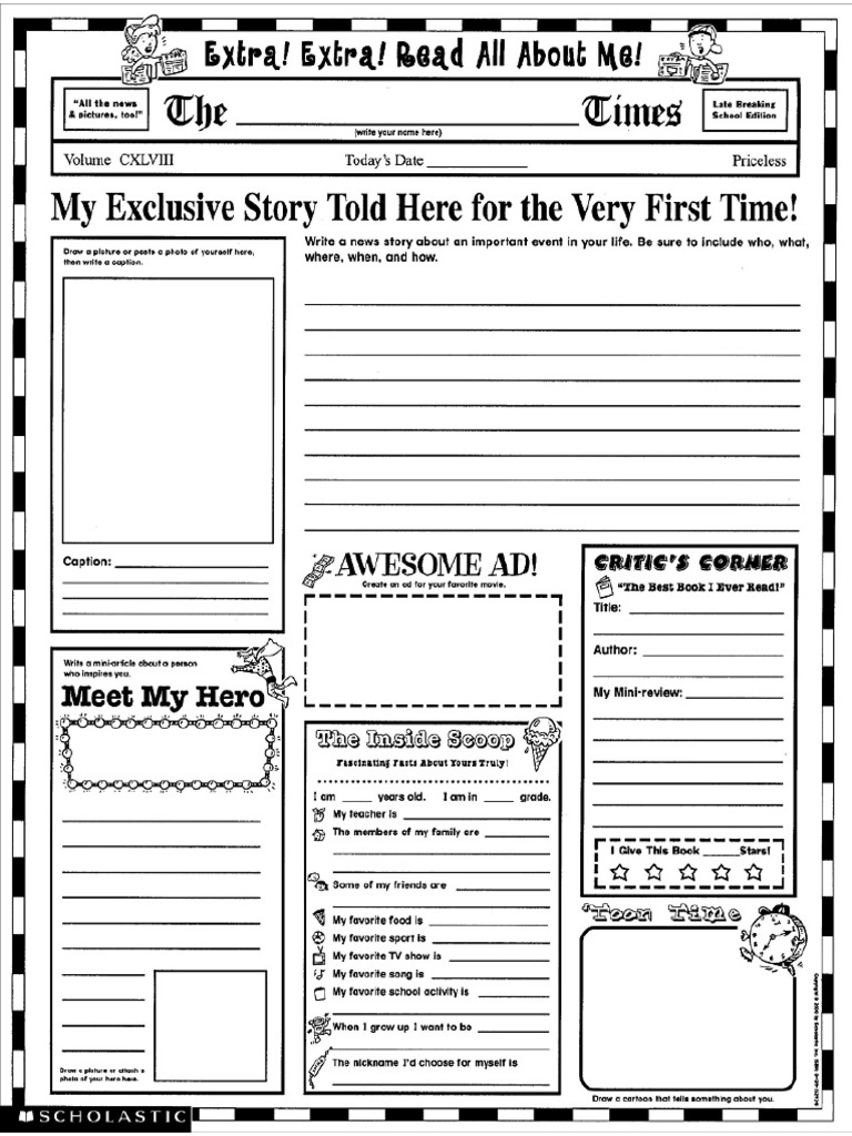 All About Me Newspaper Worksheet | PDF