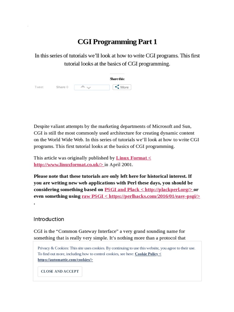 CGI Programming Part 1 - Perl Hacks | PDF | Http Cookie | Apache Http Server