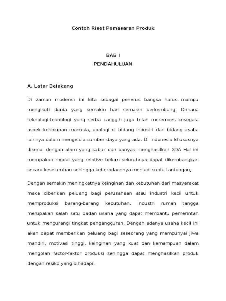 Contoh Riset Pemasaran Produk | PDF