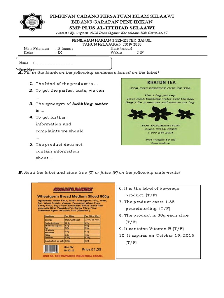 Soal B.Inggris 9 Ganjil PH3 2019 | PDF