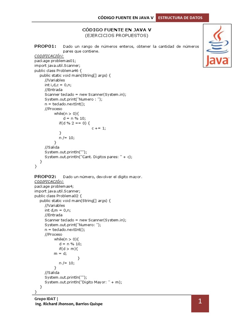 Codigo Fuente en Java V | PDF