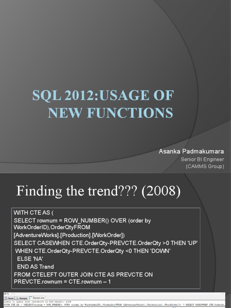 New Functions in SQL 2012: LAG, LEAD, OFFSET FETCH, TRY_PARSE, FORMAT ...