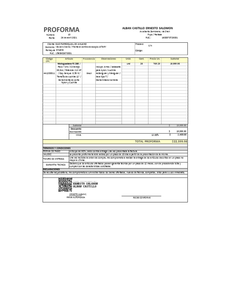 PROFORMA 1-Signed | PDF | Business