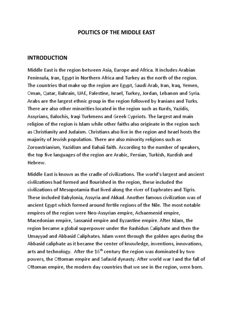 POLITICS OF THE MIDDLE EAST Report | PDF | Travel | History