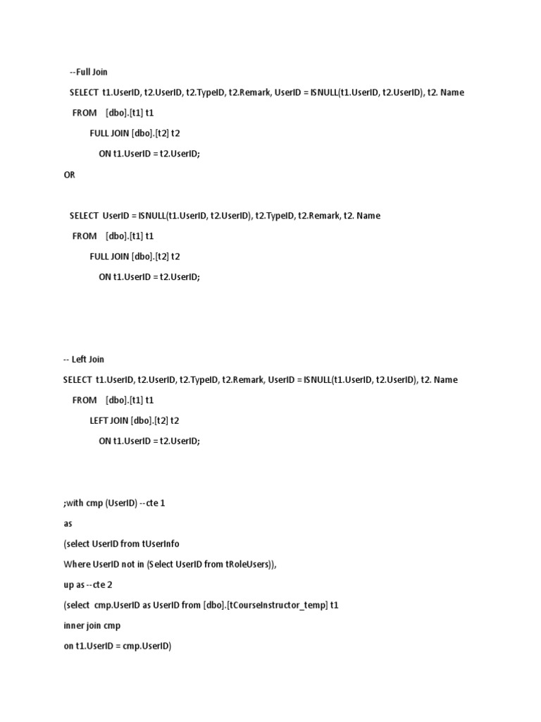 Nested CTE With Full Join | PDF
