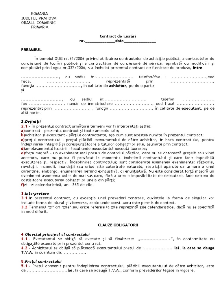 Model de Contract de Lucrari | PDF