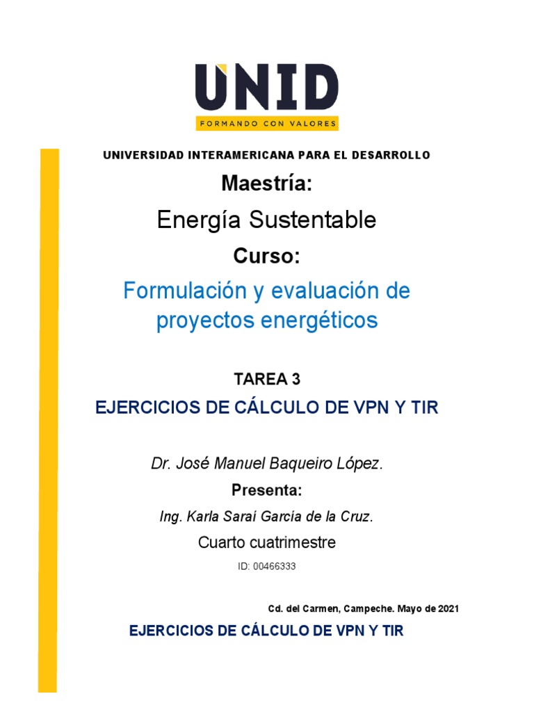 Cálculo de VPN y Tir | PDF | Empresas | Economias