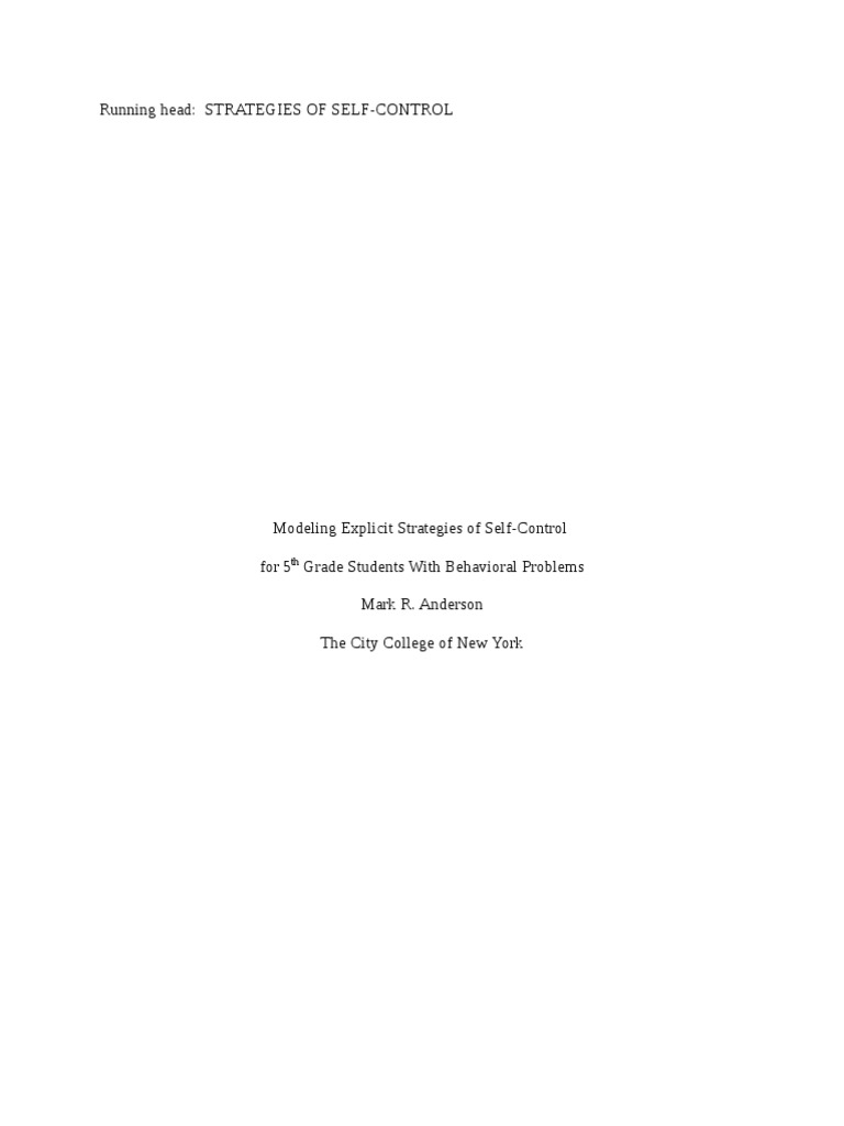 Self Control Research | PDF | Self Control | Self-Management