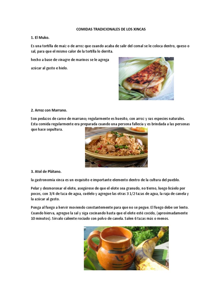 Comidas Tradicionales de Los Xincas | PDF