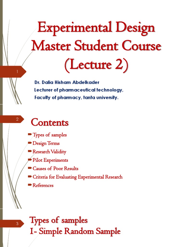 Experimental Design Lec 2 | PDF | Experiment | Validity (Statistics)