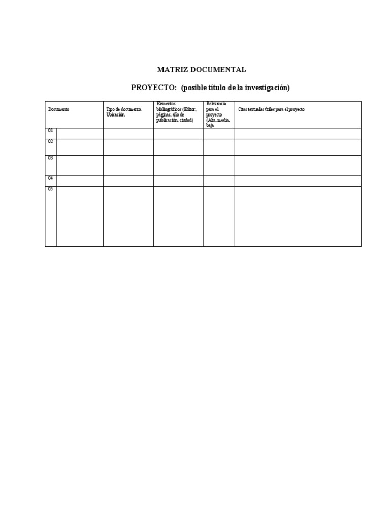 Matriz Documental | PDF